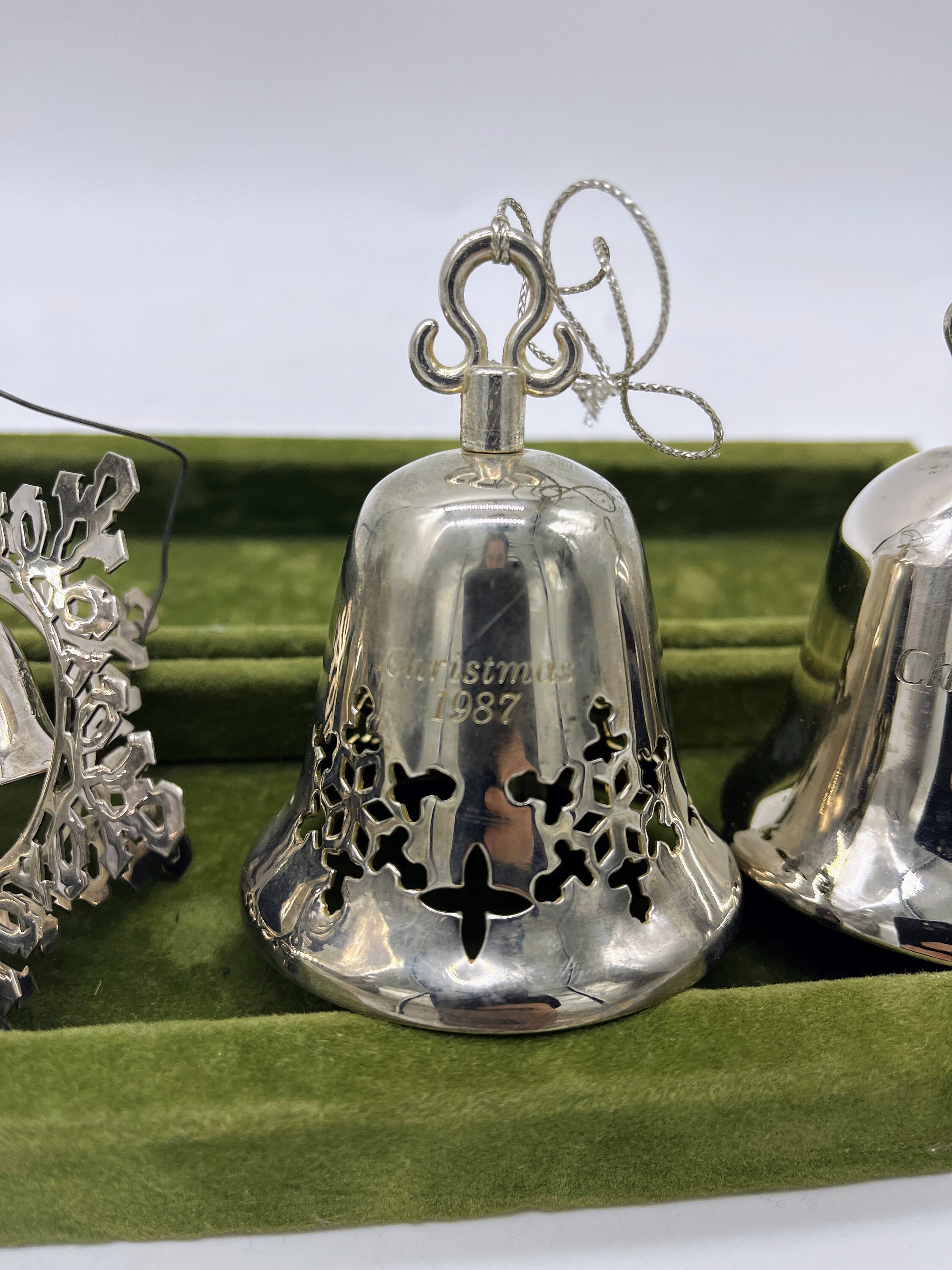 Vintage Silver Plated Christmas Ornaments Chime Bells Snowflake - Etsy
