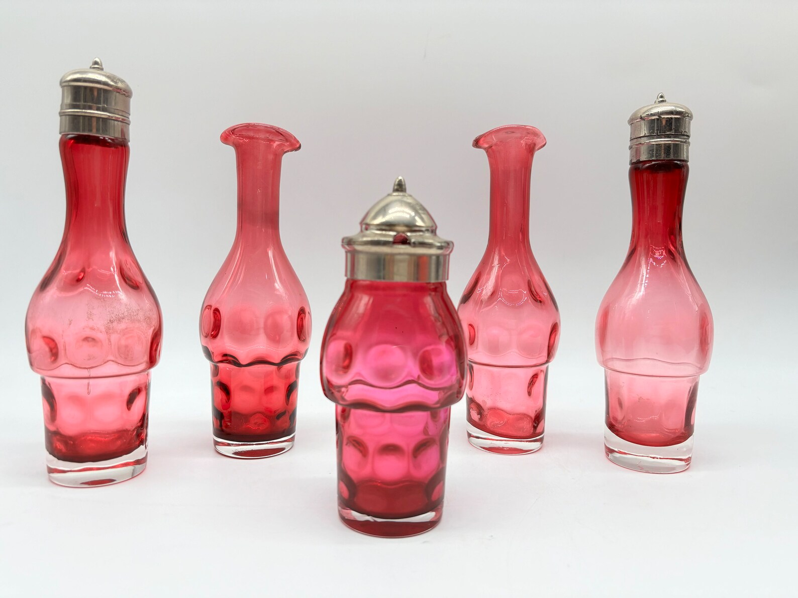 Vintage 6pc Ruby Cruet Set - Etsy