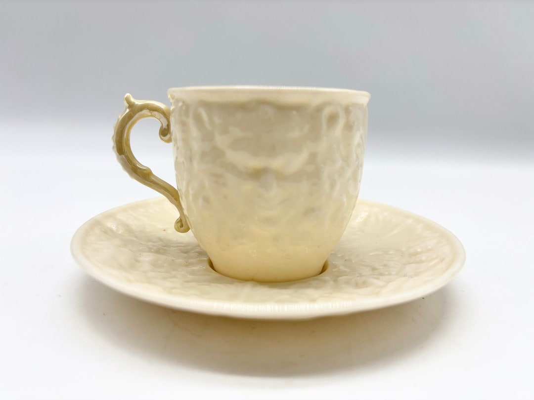 Vintage Belleek Mask Teacup & Saucer, Black Mark - Etsy