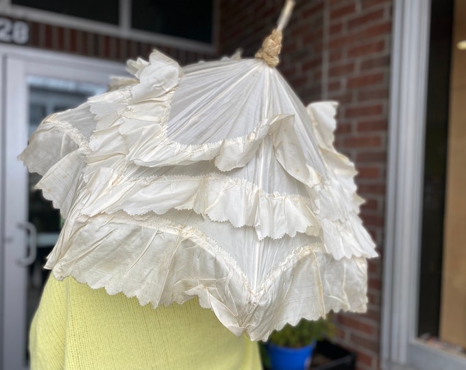 White Silk Victorian Ruffled Parasol - Etsy