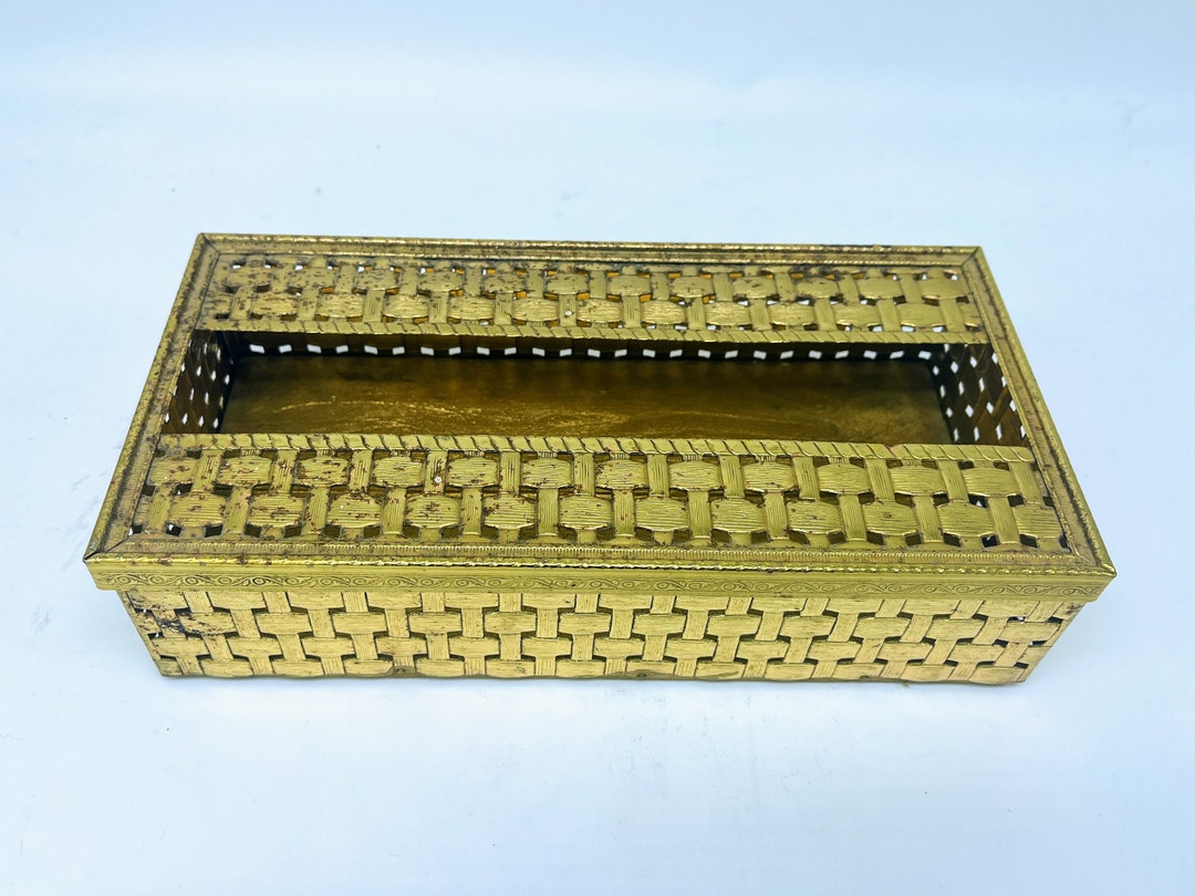 Vintage Gold Filigree Tissue Box Holder - Etsy