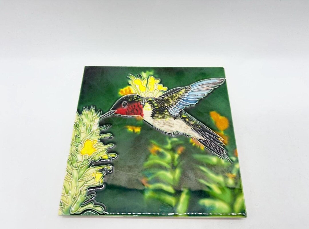 Hummingbird Ceramic Tile, Floral Art, Backsplash Tile (6 Inch) - Etsy