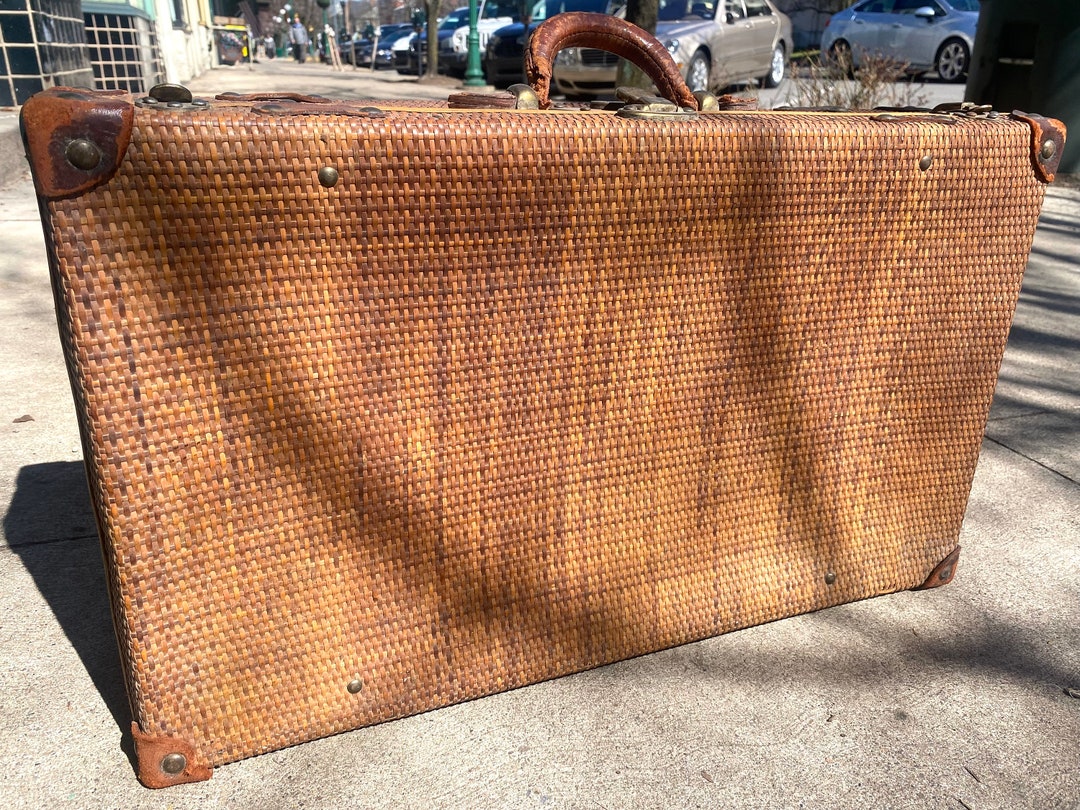 Antique Wicker Suitcase - Etsy