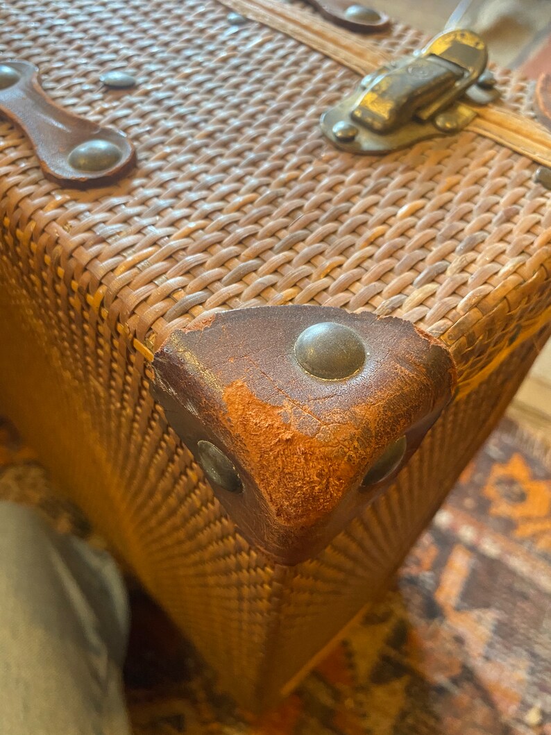 Antique Wicker Suitcase - Etsy