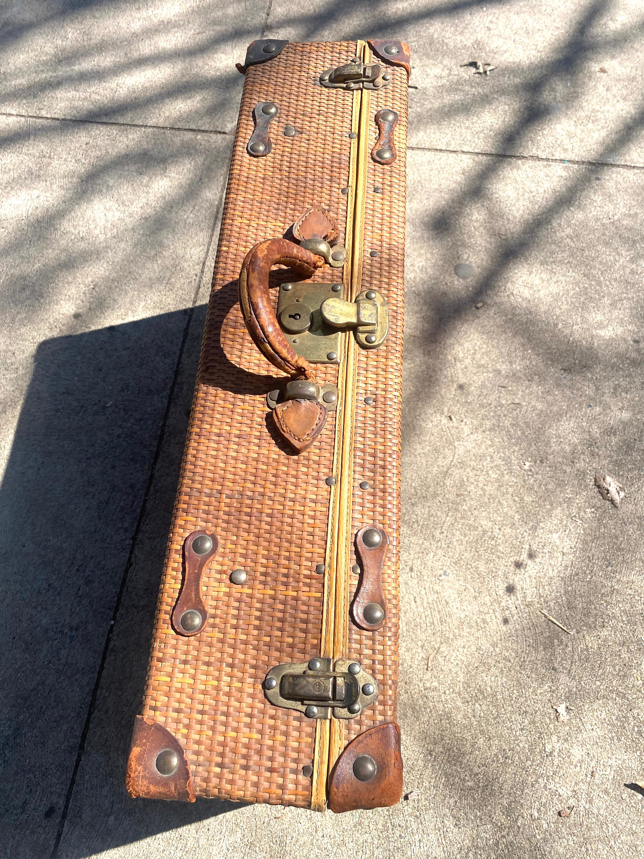 Antique Wicker Suitcase - Etsy