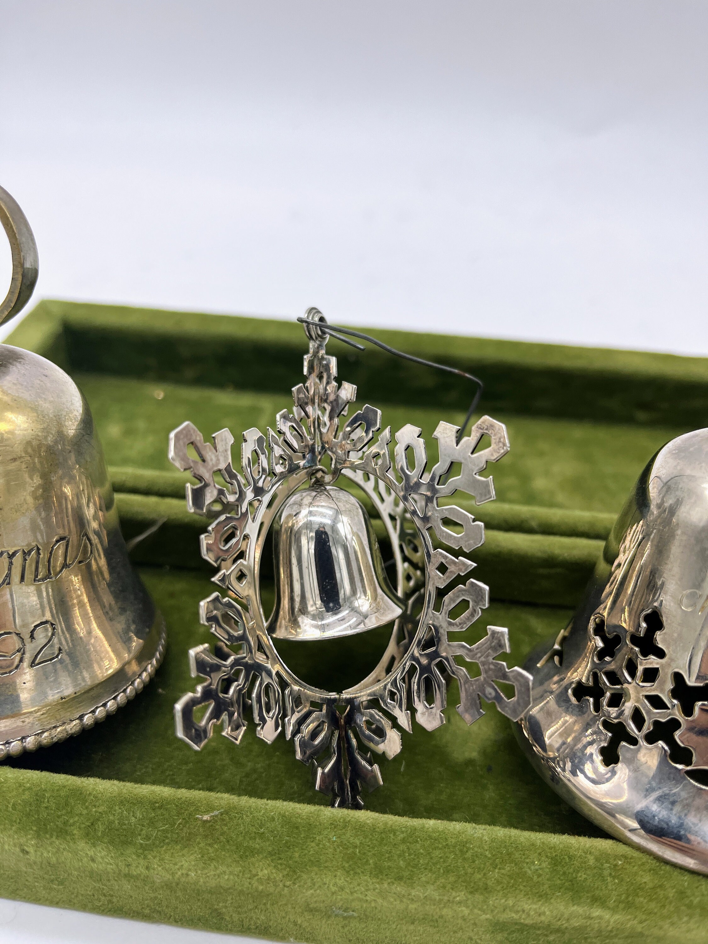 Vintage Silver Plated Christmas Ornaments Chime Bells Snowflake - Etsy