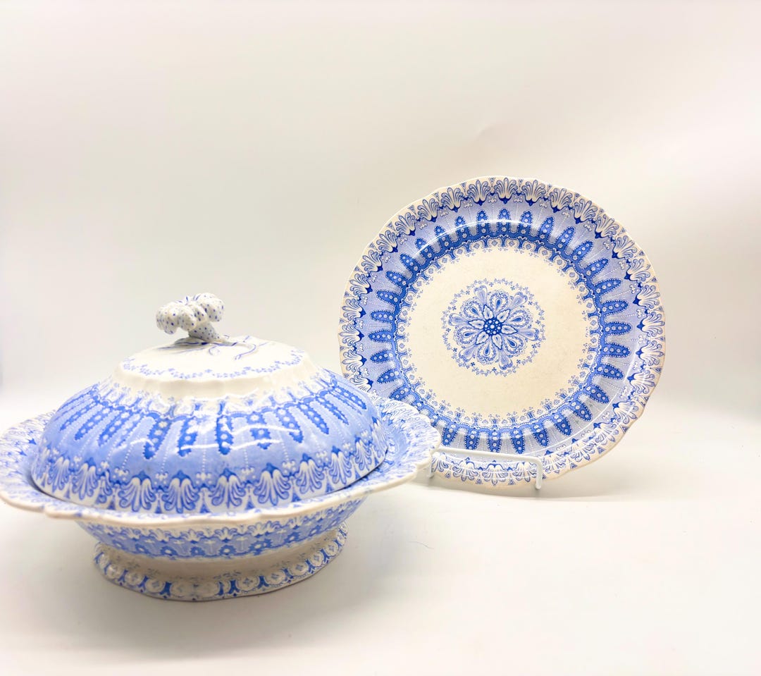 Antique Plates & Soup Tureen in Doric Star Pattern - Etsy