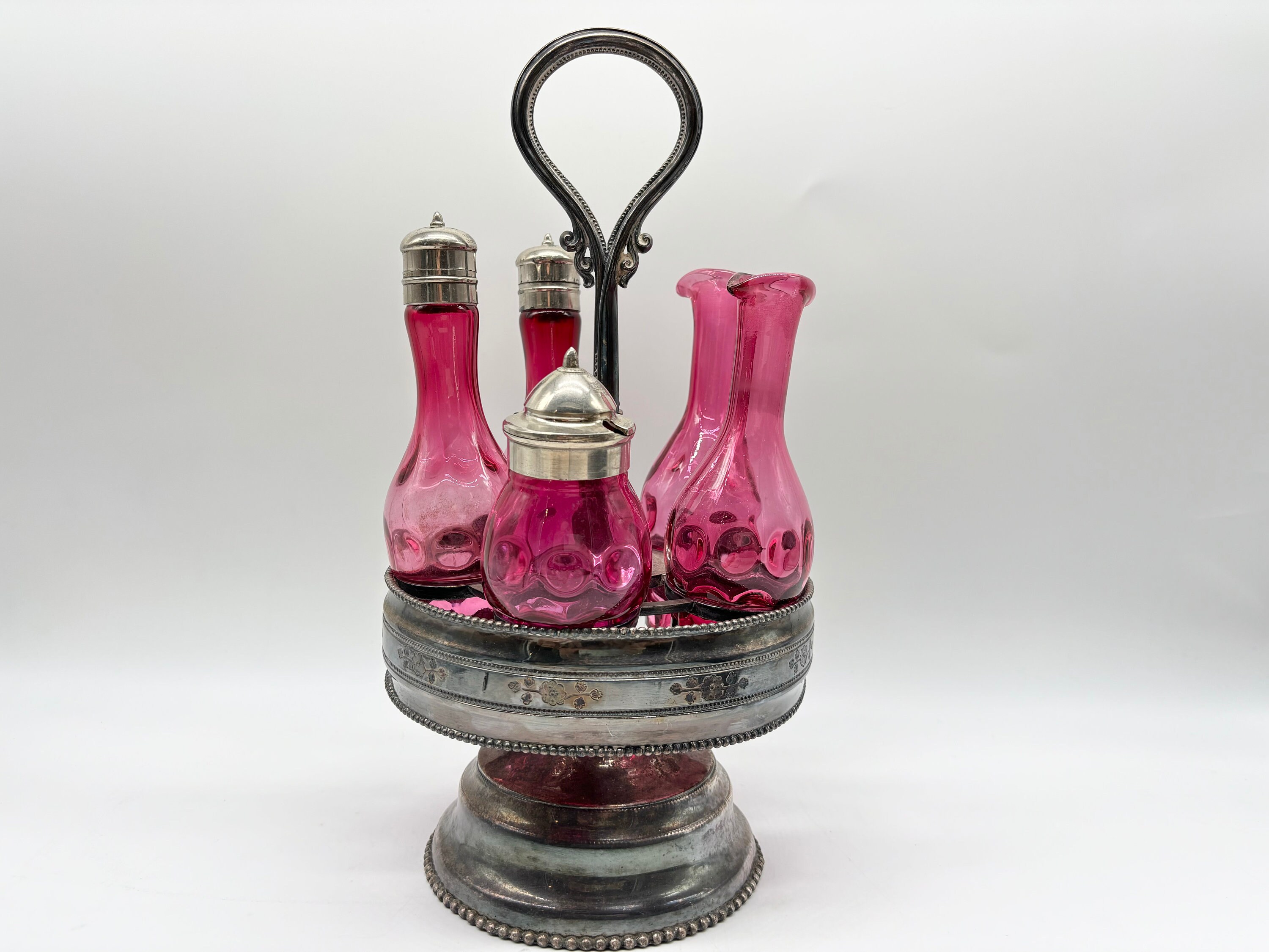 Vintage 6pc Ruby Cruet Set - Etsy