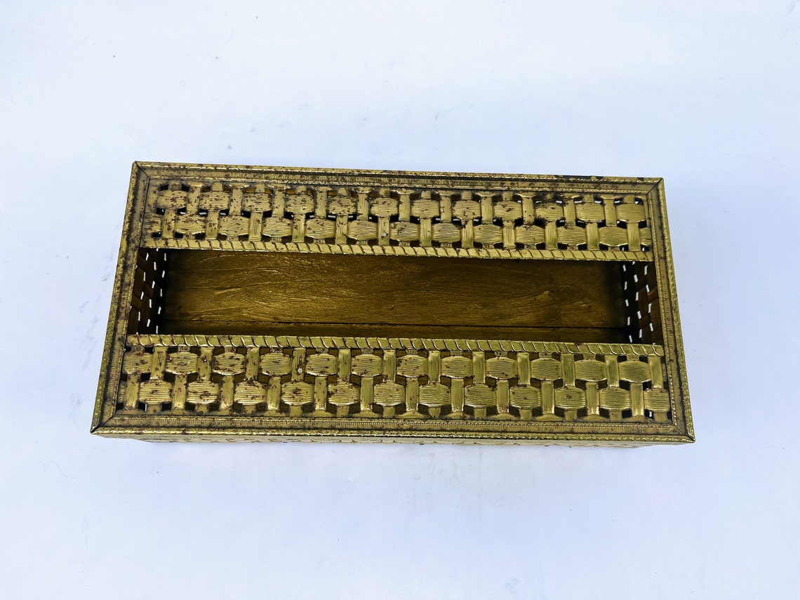 Vintage Gold Filigree Tissue Box Holder - Etsy