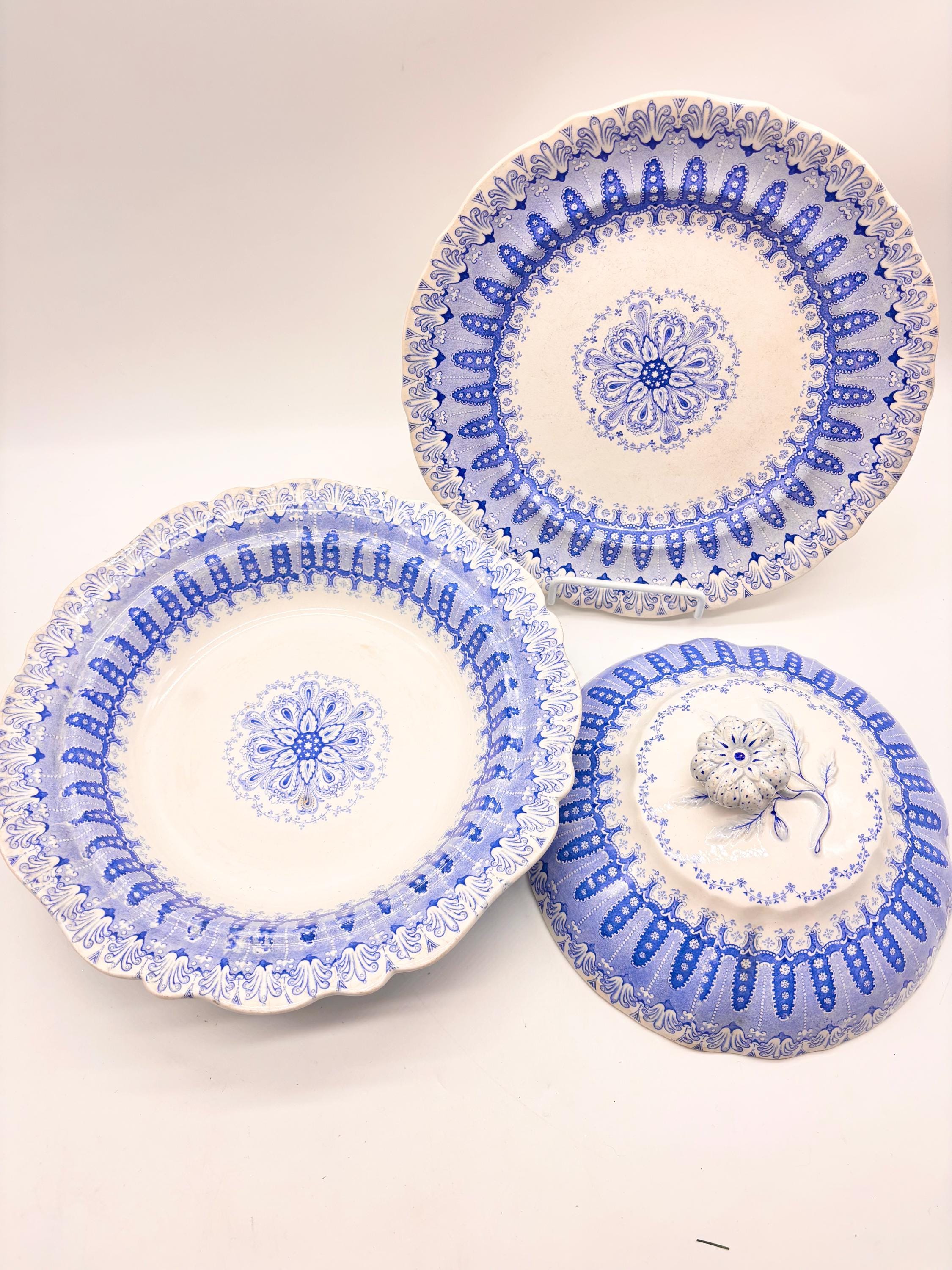 Antique Plates & Soup Tureen in Doric Star Pattern - Etsy