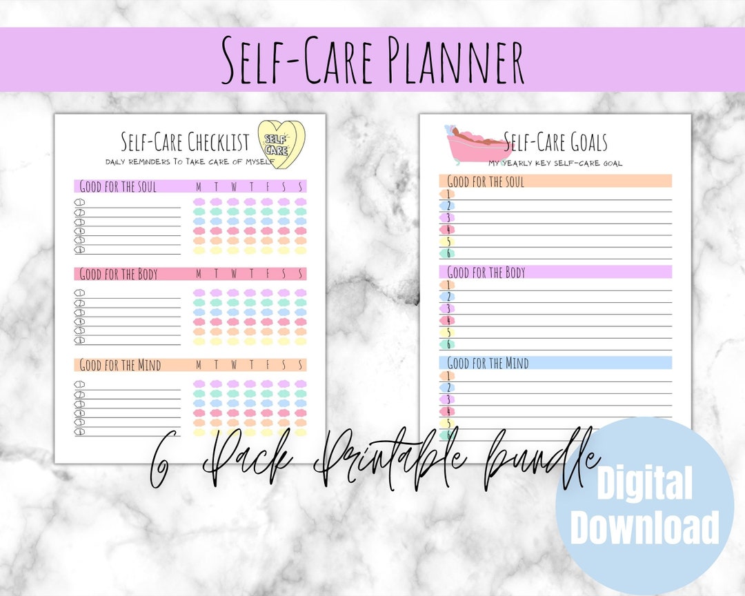 Self-care Planner Checklist for Motivation and Mental Health, Daily ...