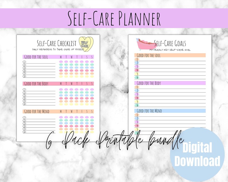 Self-care Planner Checklist for Motivation and Mental Health, Daily ...