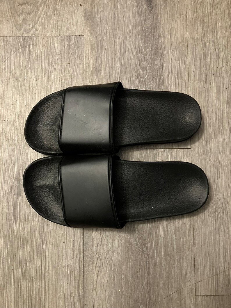 Plain Black Slides - Etsy