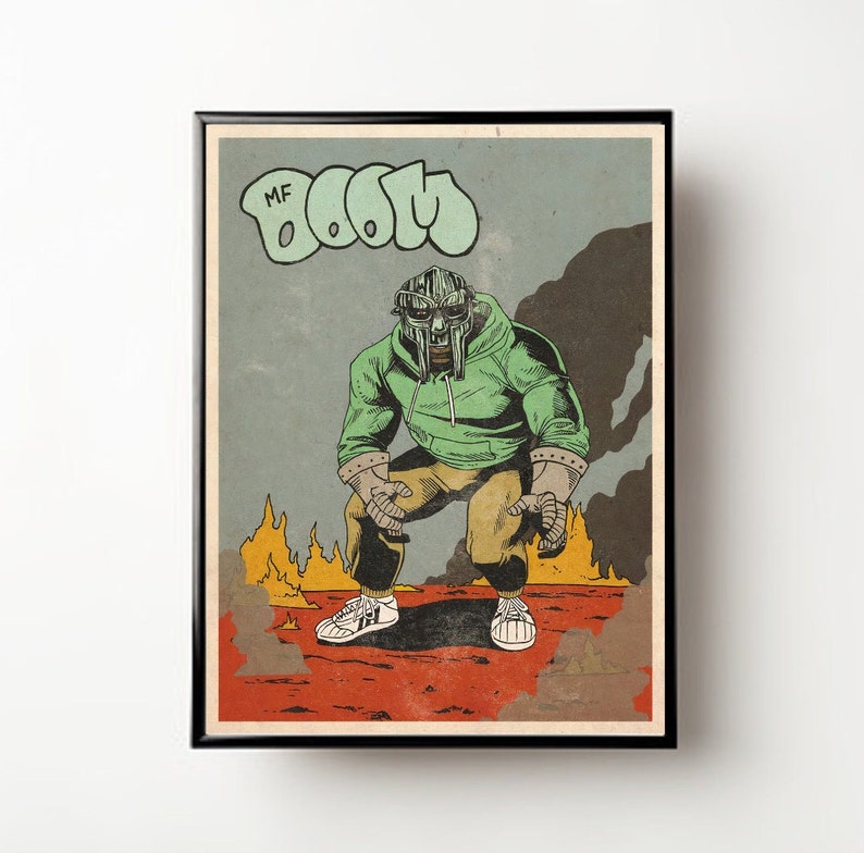 MF Doom Poster, MF Doom, Music Poster, Rap Poster, Retro Print, Retro ...