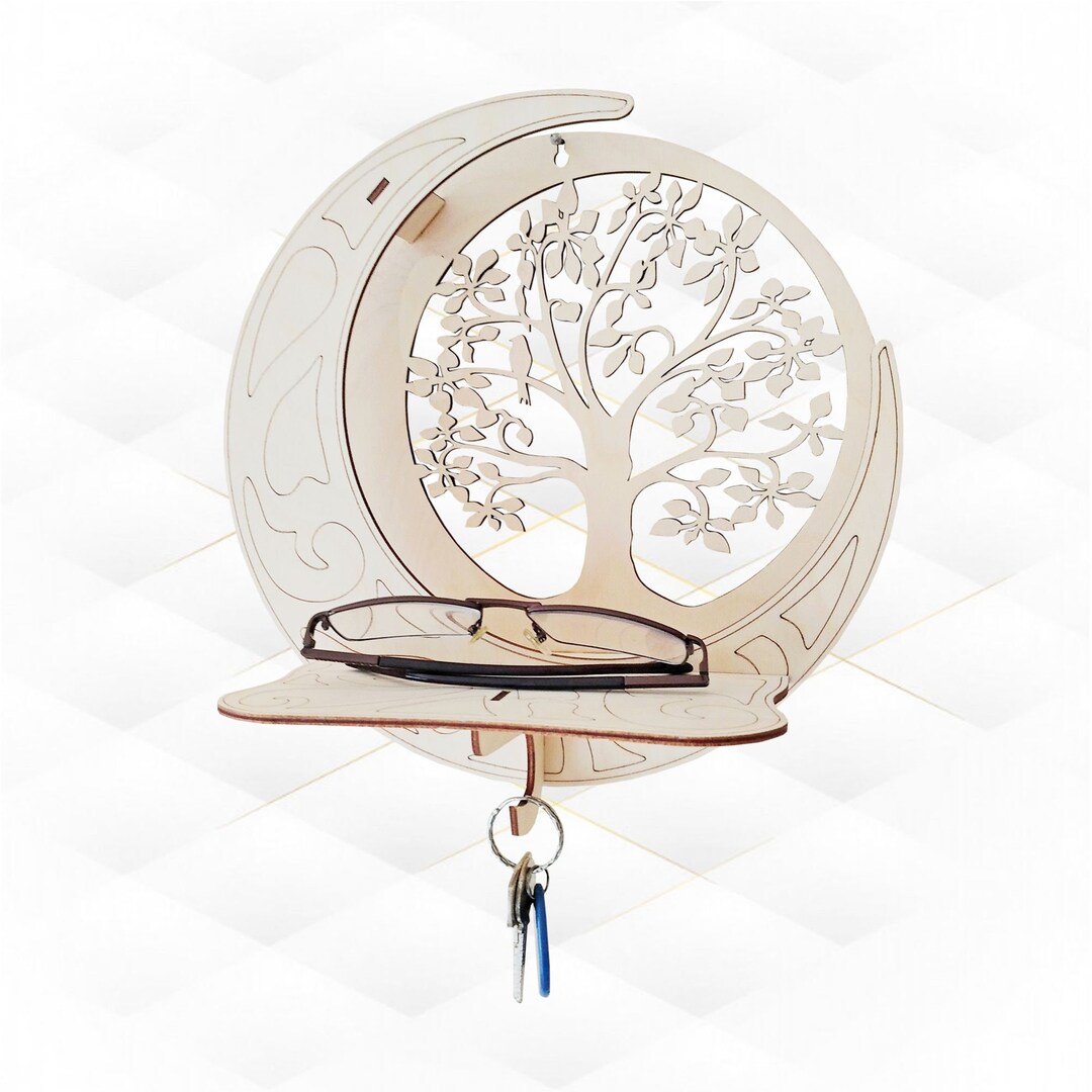 Wall Shelf, Moon Tree Design, Svg Dxf Files. Laser Cut Project, Wall ...