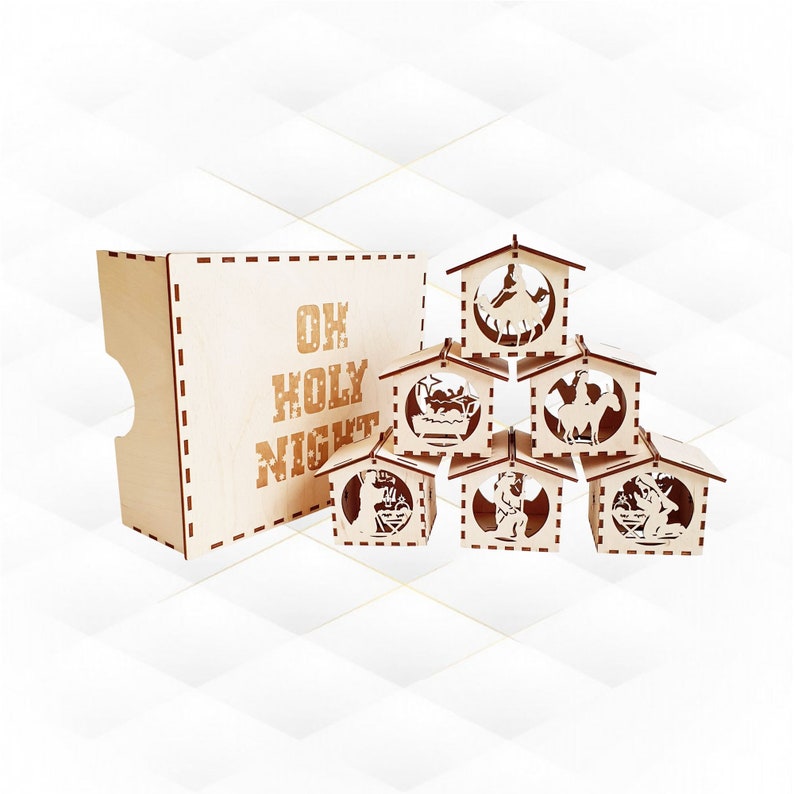 Nativity House in Box Laser Cut Pattern, Christmas Decoration SVG DXF ...