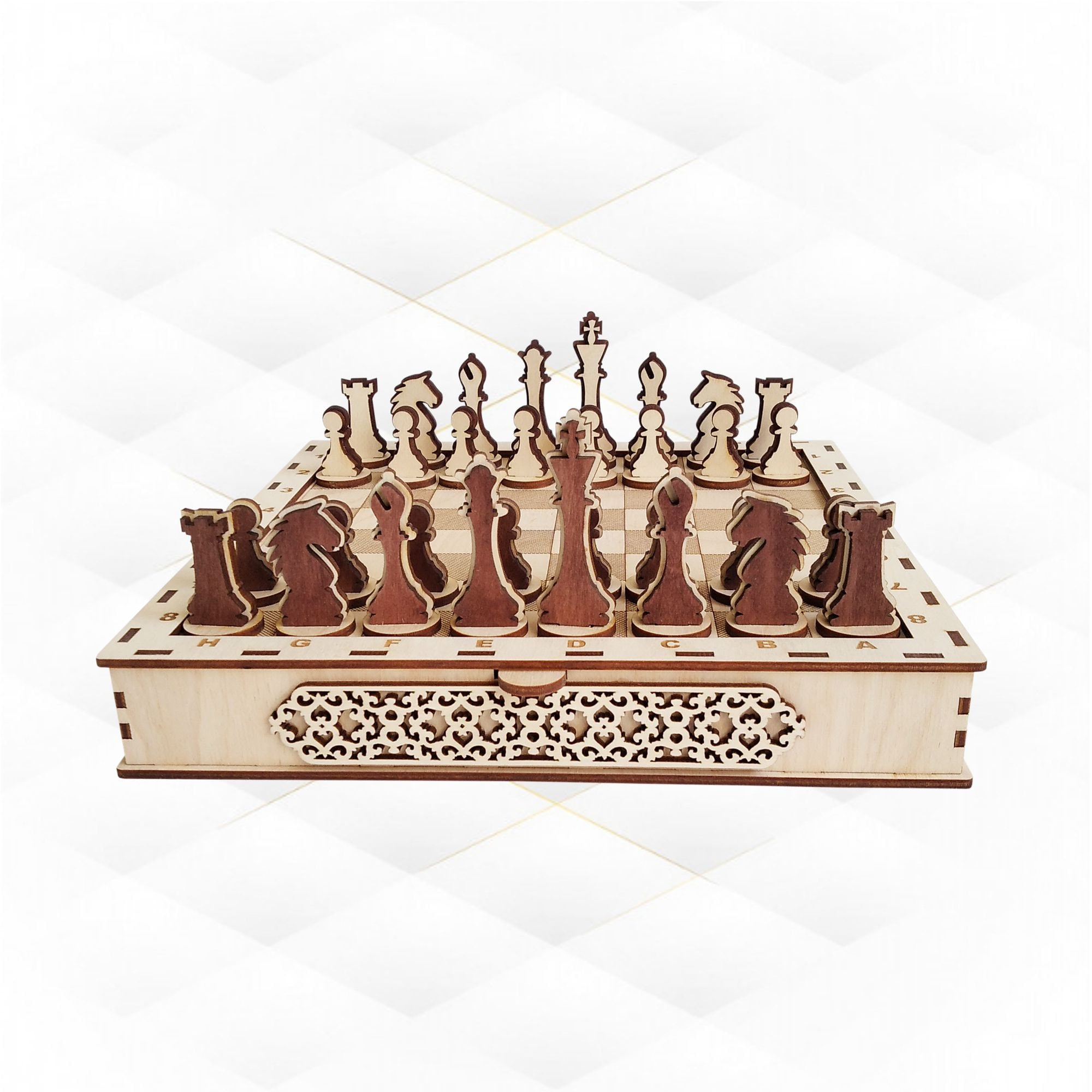 Chess Set With Board Laser Cutting Design. Svg Dxf Files for - Etsy