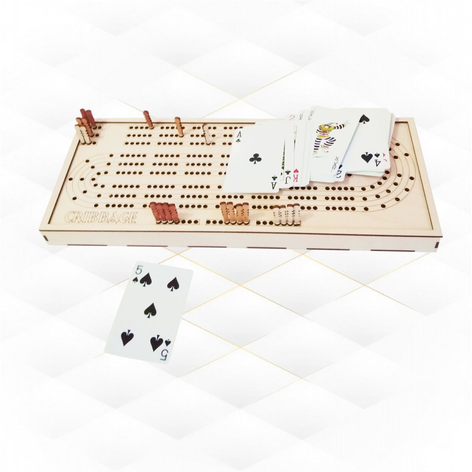 Cribbage Board Laser Cut SVG DXF File, Vector Template Cards Game ...