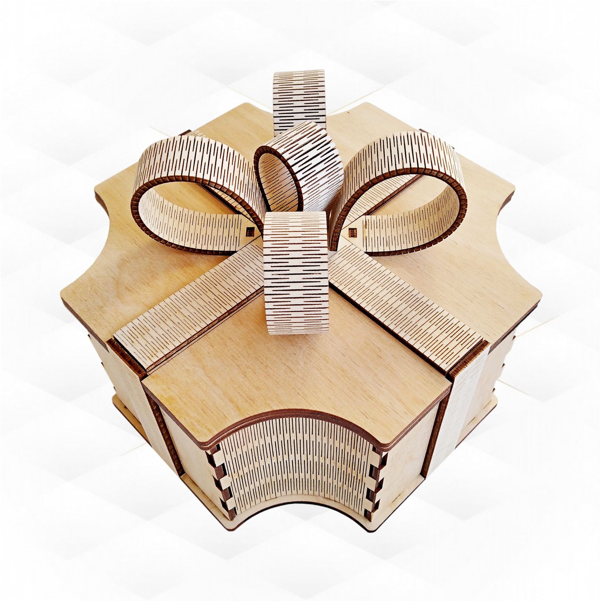 Gift Box Bow Laser Cut Design, SVG DXF Vector Template, Laser Cutting ...