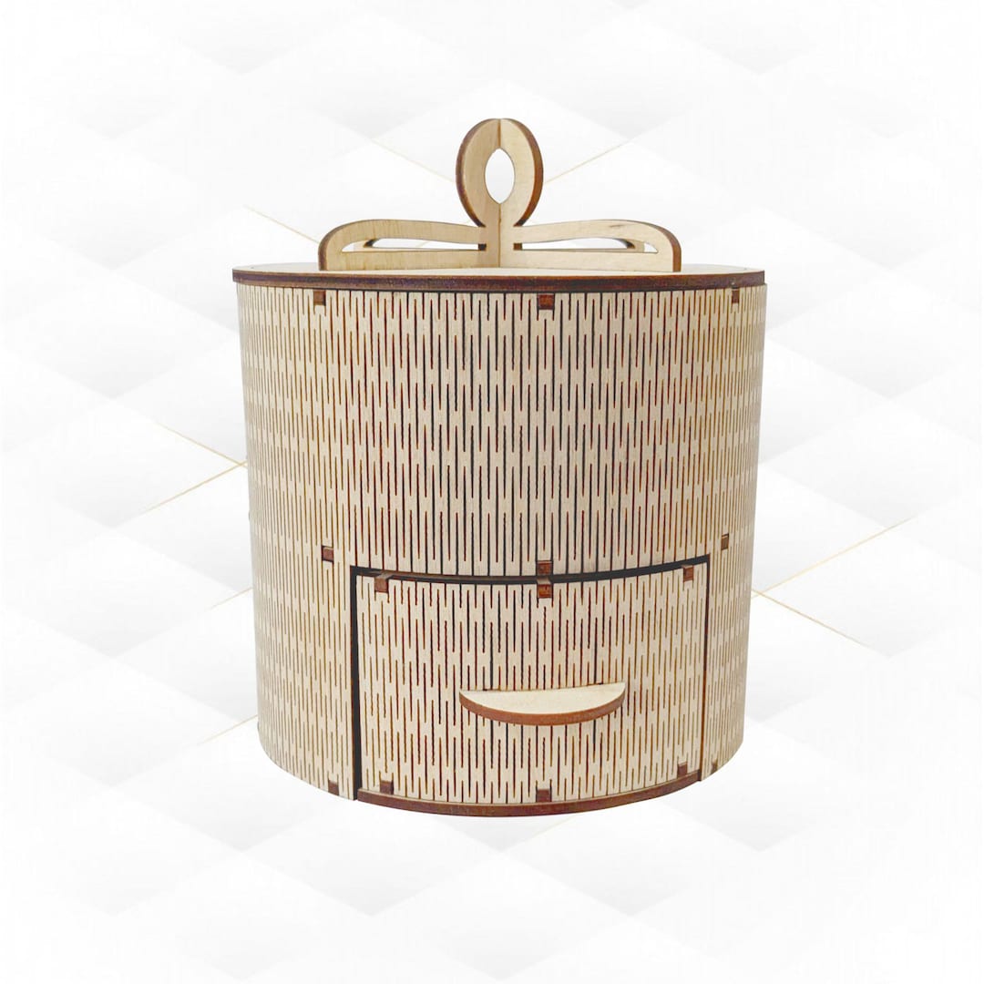 Jewelry Box Round Laser Cut Template, SVG DXF Pattern Sliding Shelf ...