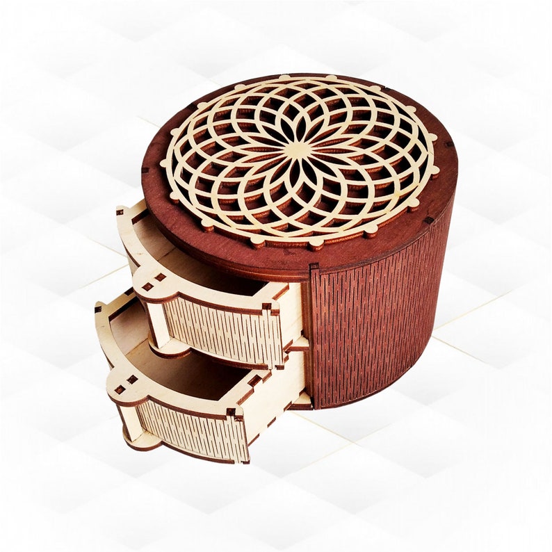 Gift Round Box With 2 Shelves Svg Dxf Design for Laser - Etsy