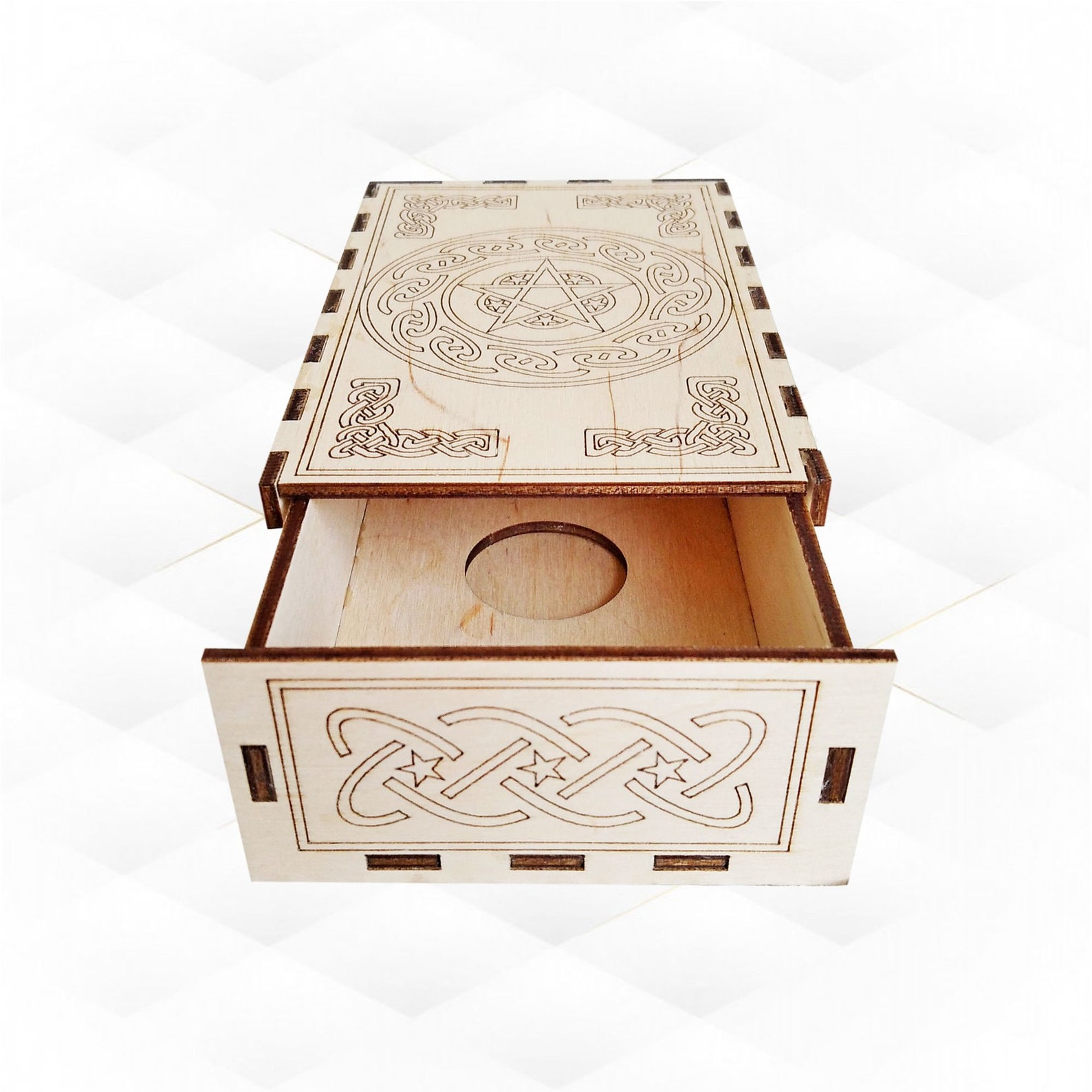 Gift Box Tarot Laser Cut Template, Pentagram Pattern, Cards Case Laser ...