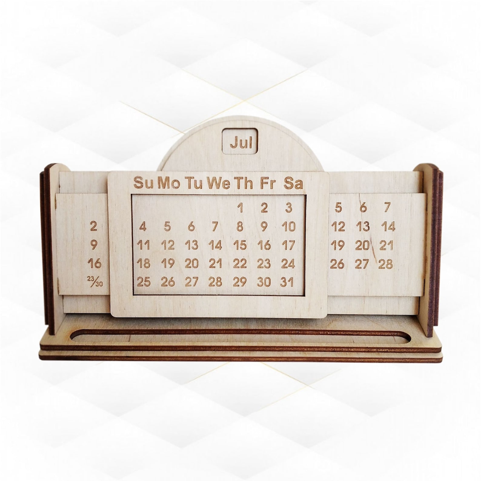 Calendario perpetuo para mesa diseño svg de corte láser. - Etsy España