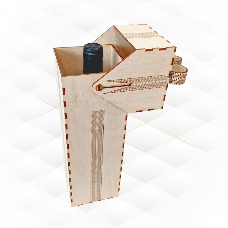 Wine Box With Bow Laser Cut Design, SVG DXF Vector Template, Bottle ...