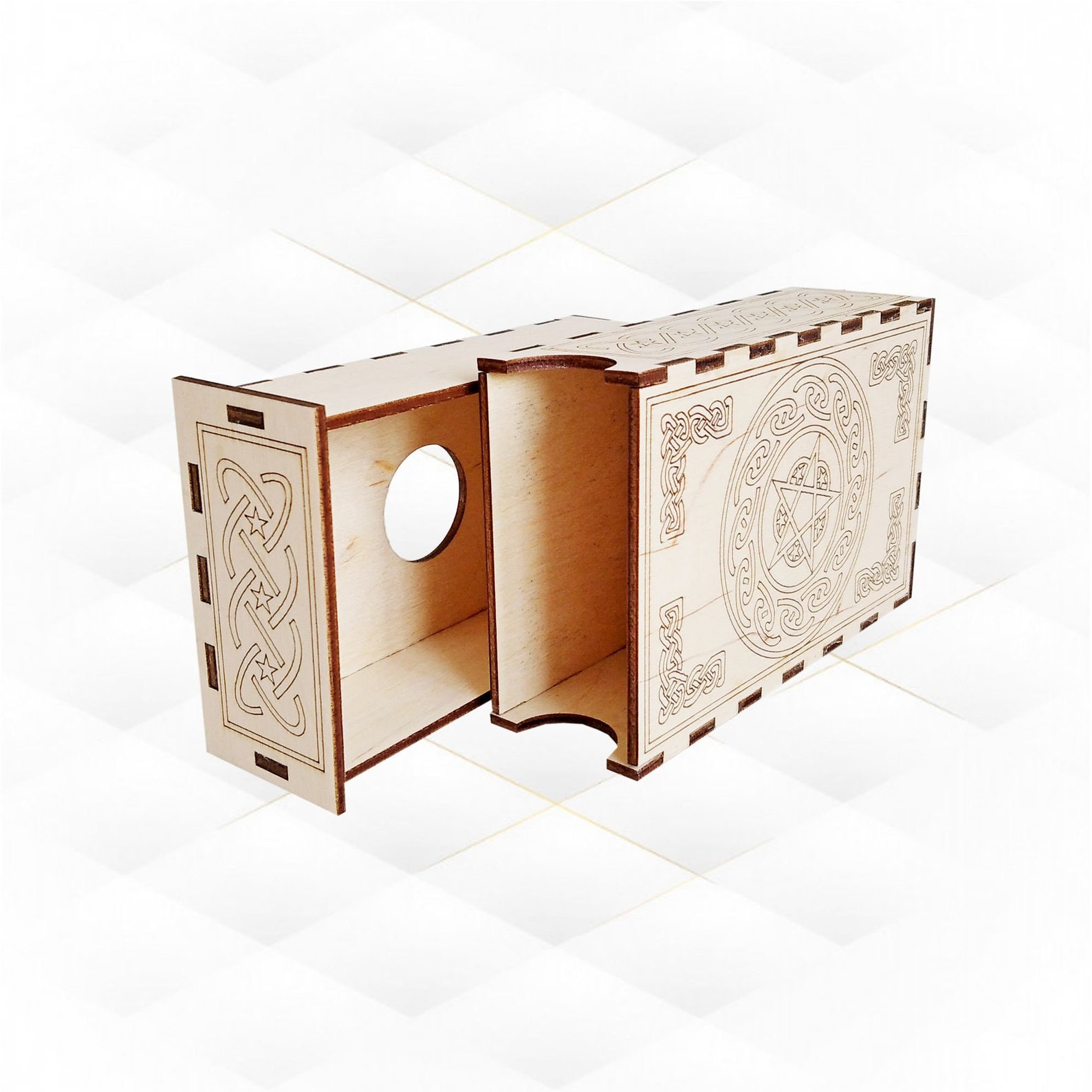 Gift Box Tarot Laser Cut Template, Pentagram Pattern, Cards Case Laser ...