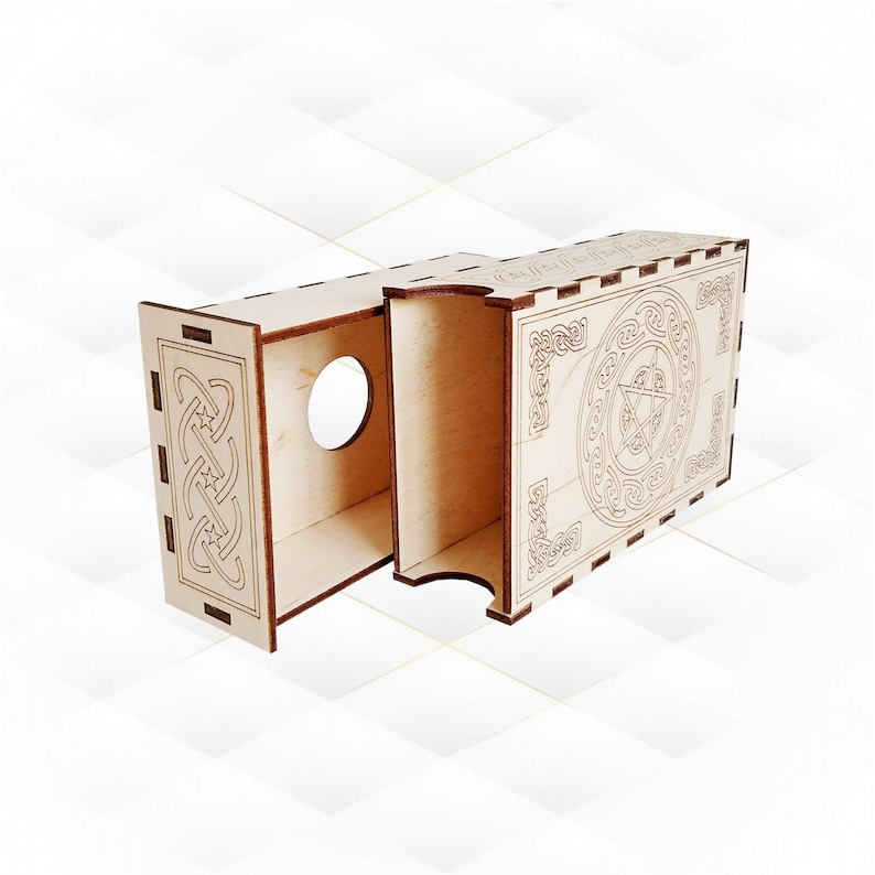 Gift Box Tarot Laser Cut Template, Pentagram Pattern, Cards Case Laser ...