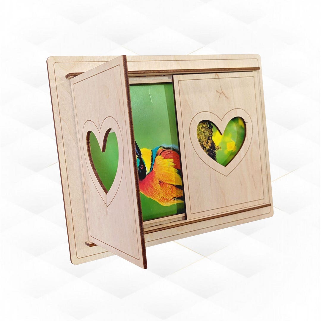 Photo Frame Holder 5x7 Laser Cut Template, SVG DXF Design, Heart ...