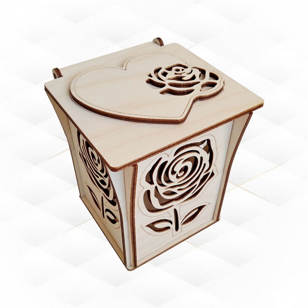 Gift Box, Rose Pattern, Laser Cutting Model. Laser Cut Design, Jewelry ...
