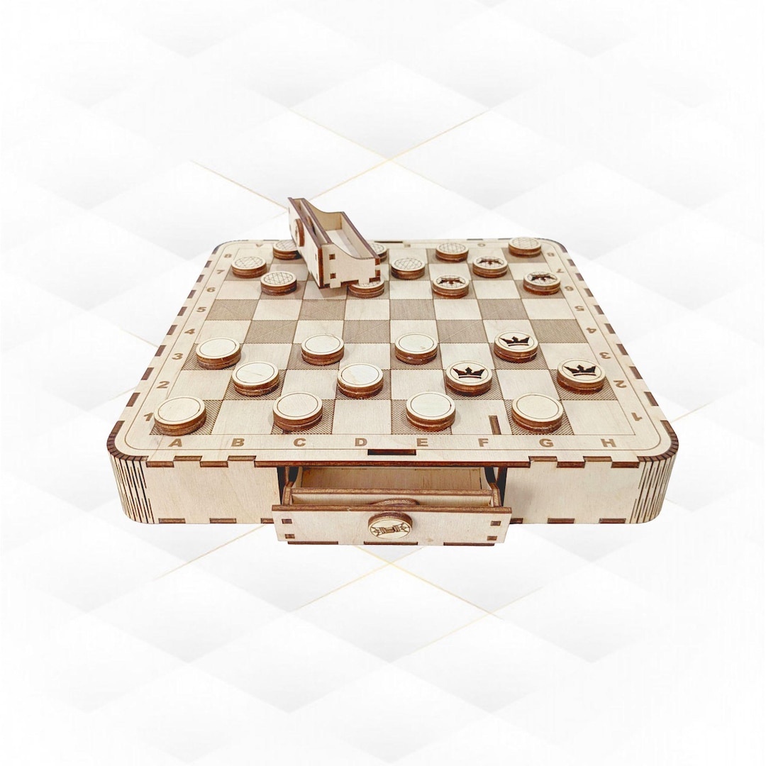 Pool Checkers Set Laser Cut Template, SVG DXF Vector Model, Laser ...
