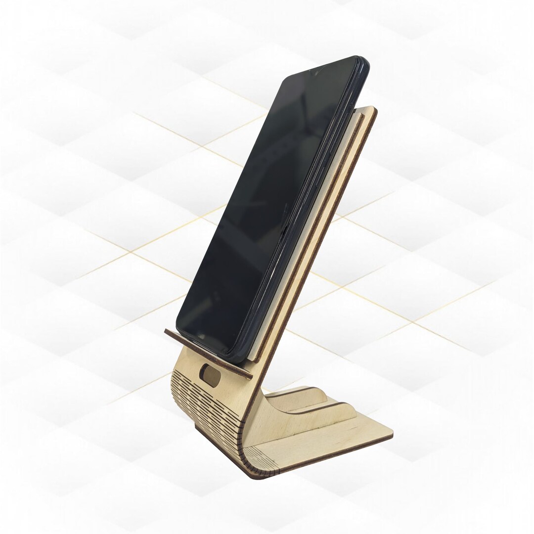 Phone Holder Stand Laser Cut Design, SVG DXF Vector Template, Desk ...