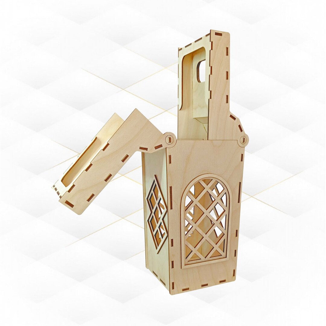 Gift Wine Box, Ready Laser Cut File. Design Laser Cutting, Bottle ...