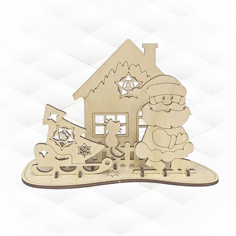 Christmas Card Santa House Laser Cut Template, SVG DXF Vector Template ...