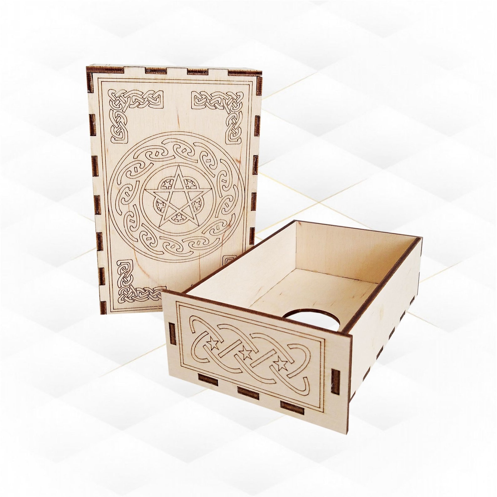 Gift Box Tarot Laser Cut Template, Pentagram Pattern, Cards Case Laser ...