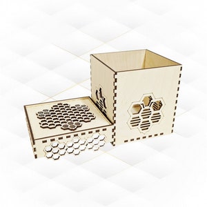 Gift Box Bee Honeycomb, Svg Dxf Design Laser Cut. Bee Honey Silhouette ...