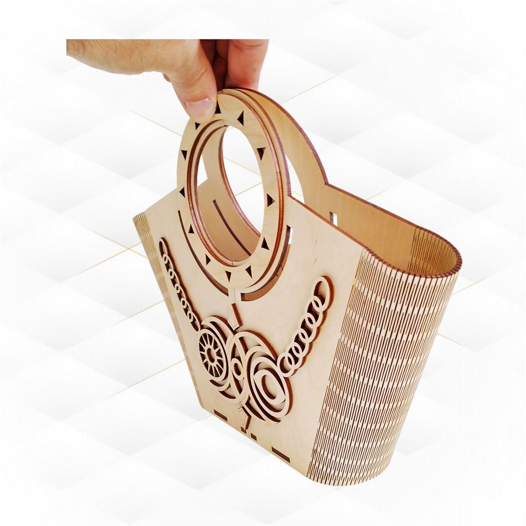 Gift Decorative Bag, Svg Dxf Files for Laser Cut. Vector Design Hand ...