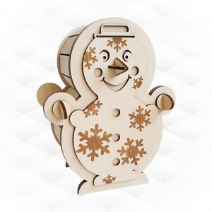 Gift Christmas Box, Snowman Pattern for Laser Cut, Digital Design. - Etsy