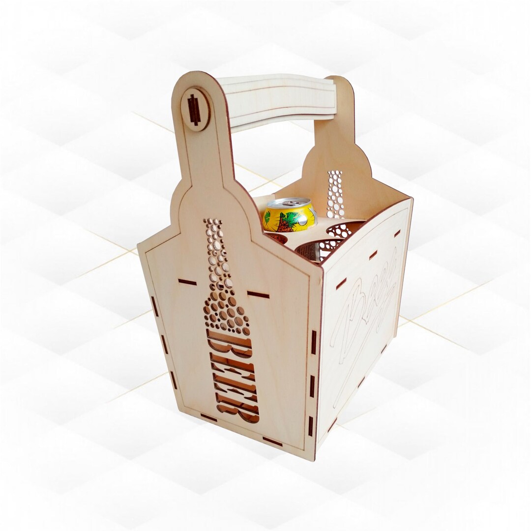 Gift Box Beer Laser Cut Template, SVG DXF Vector Design, Laser Cutting ...