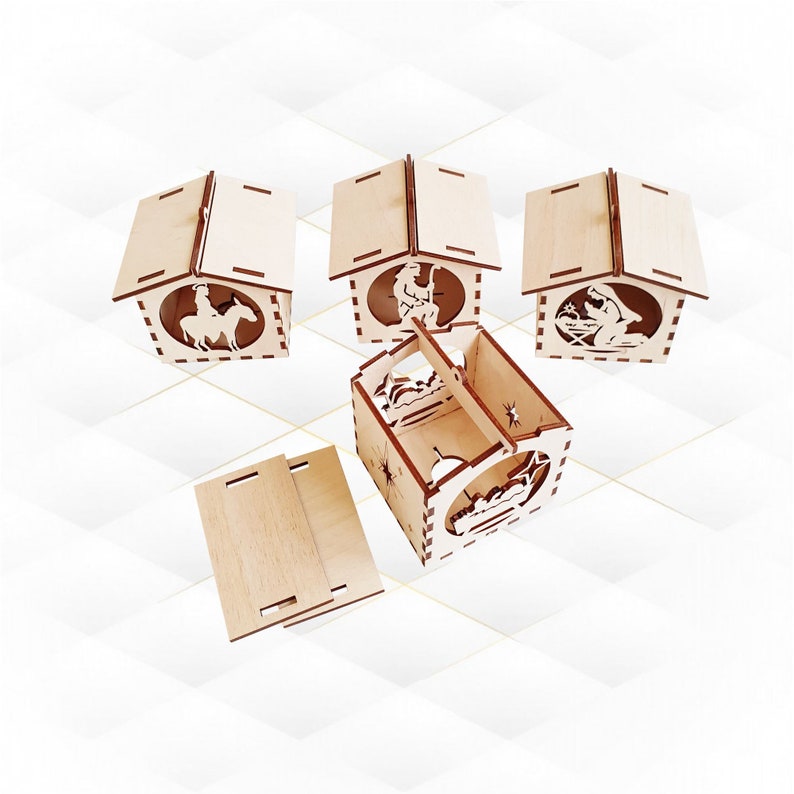 Gift Box Nativity House Laser Cut Design, Christmas Decoration SVG DXF ...