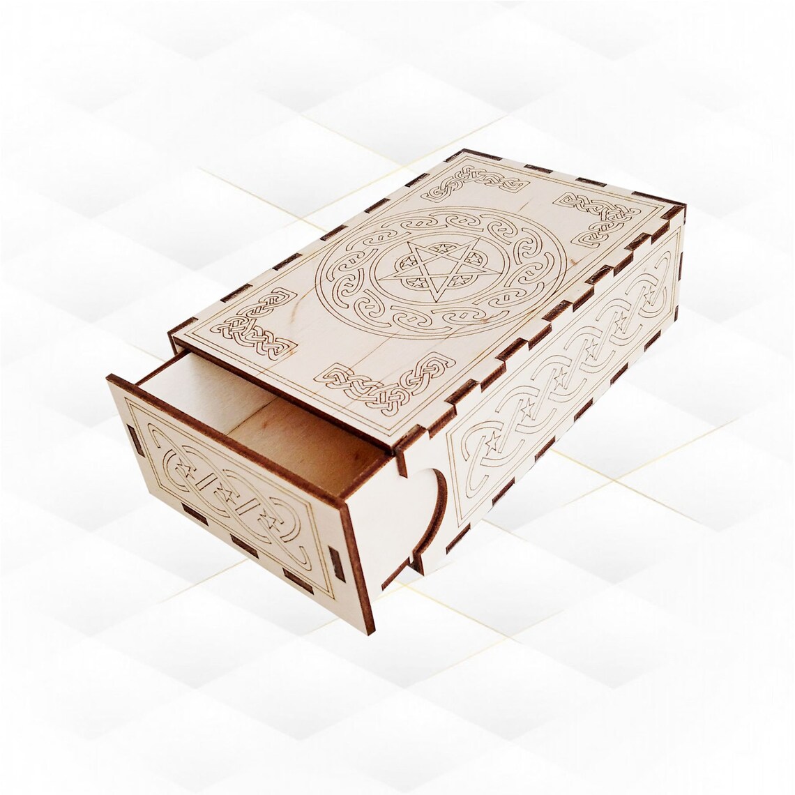 Gift Box Tarot Laser Cut Template, Pentagram Pattern, Cards Case Laser ...