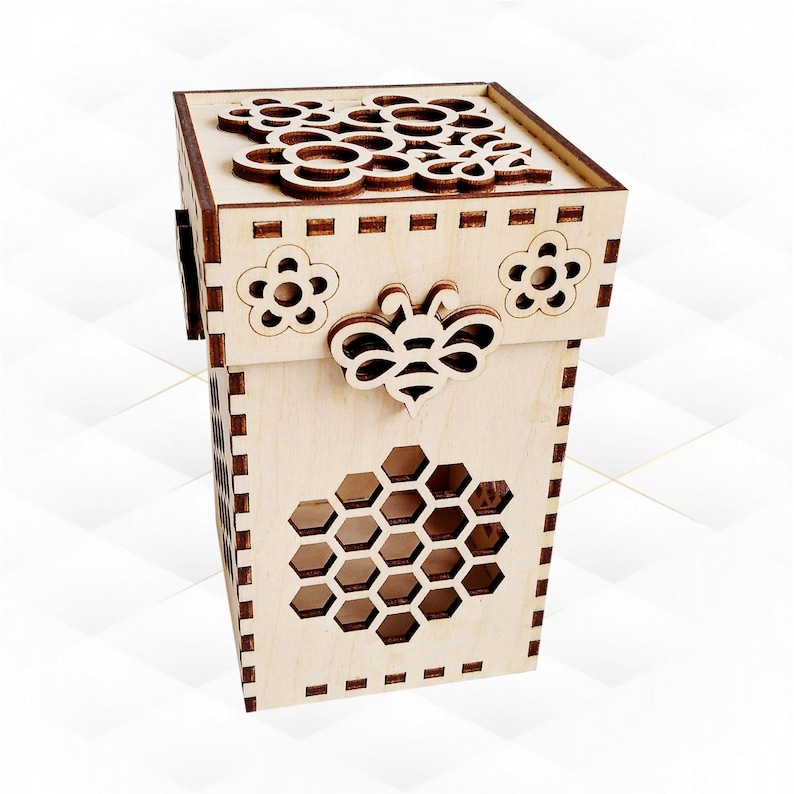 Gift Box Bee Svg Dxf Design for Laser Cutting. Bee Silhouette - Etsy