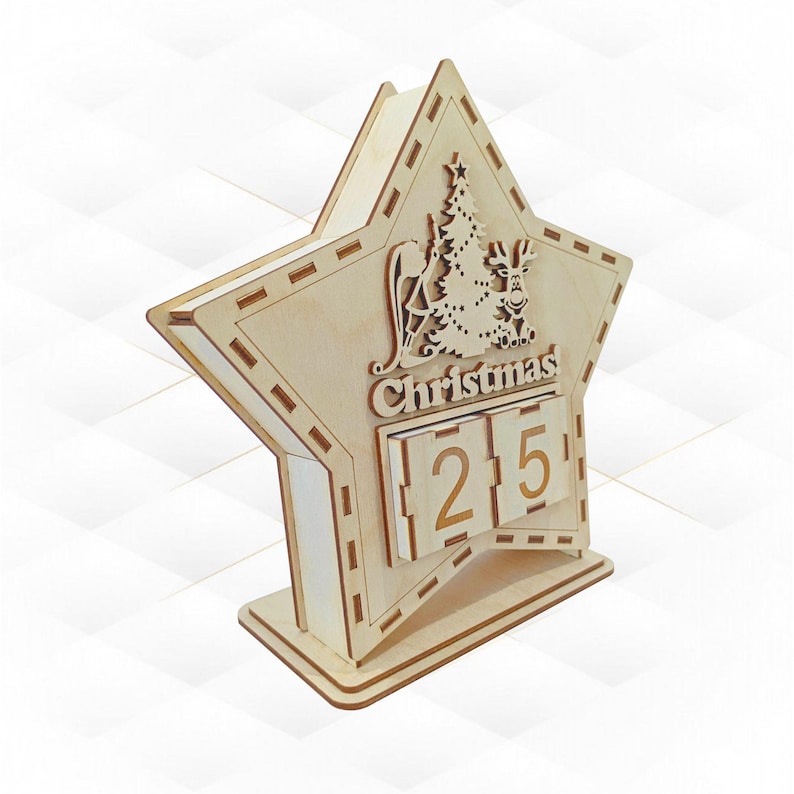 Advent Calendar Christmas Star Laser Cut Design, SVG DXF Vector ...