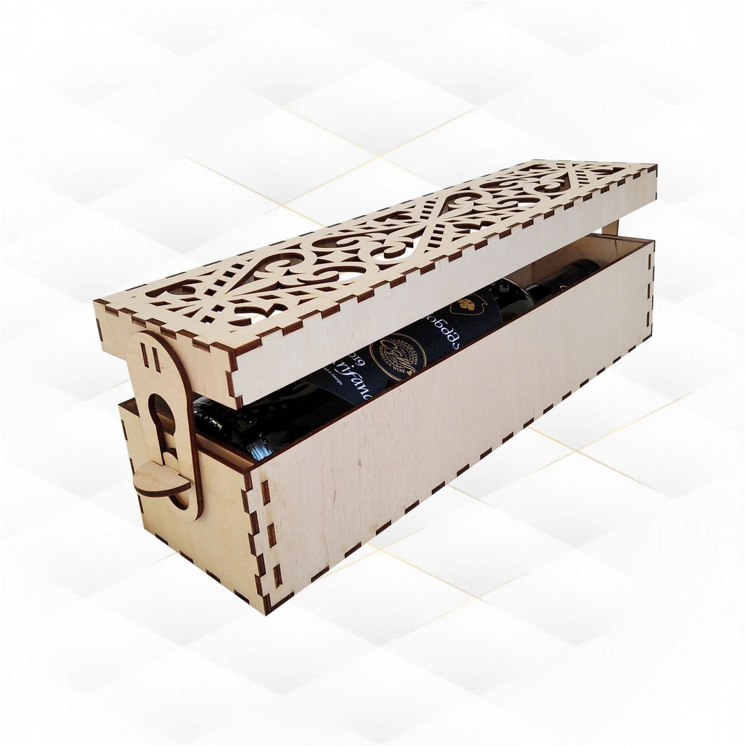 Wine Holder Box Turn Svg Dxf Laser Cut Design. Bottle Box Digital Model ...