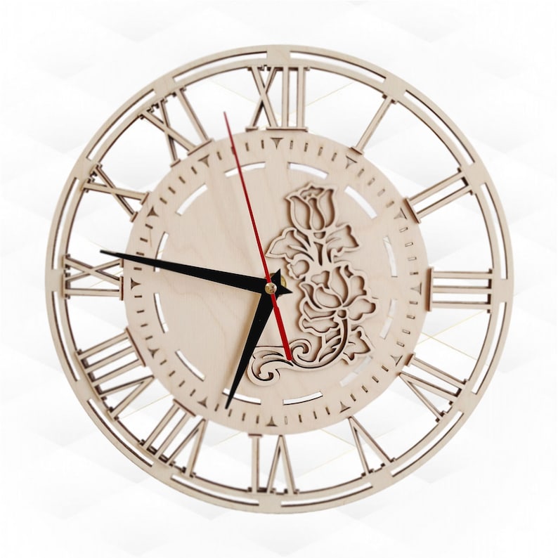 Wall Clocks With Flower Pattern Svg Dxf Design Laser Cutting. - Etsy