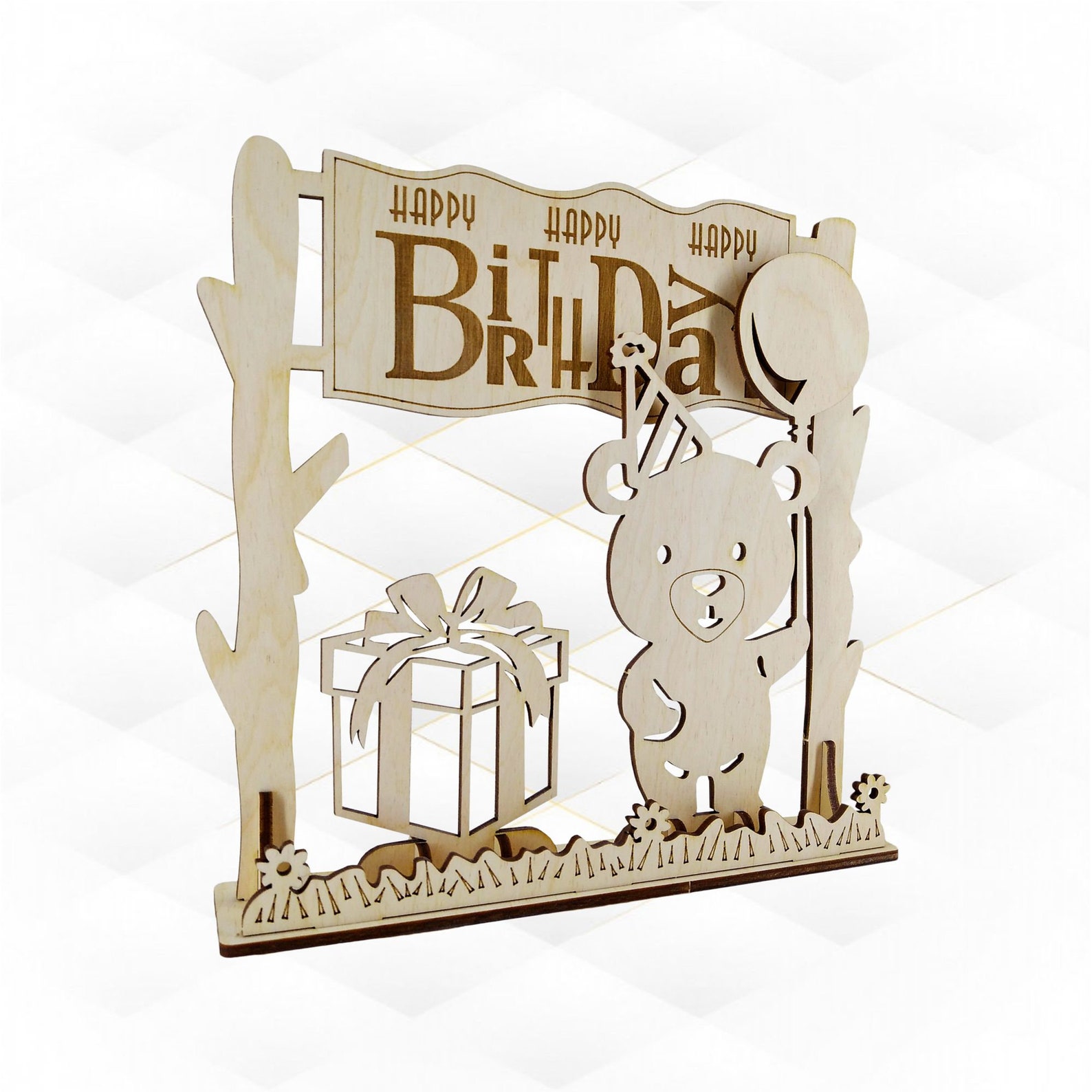 Happy Birthday Card Svg Dxf Design Laser Cutting. Laser Cut - Etsy ...