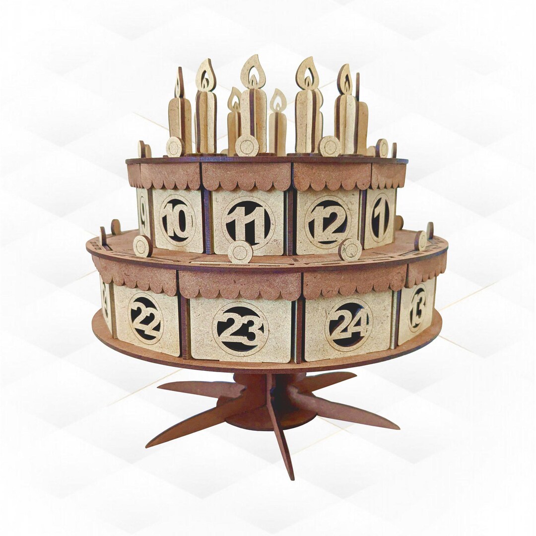 Advent Calendar Cake Laser Cut Design, SVG DXF Vector Template ...