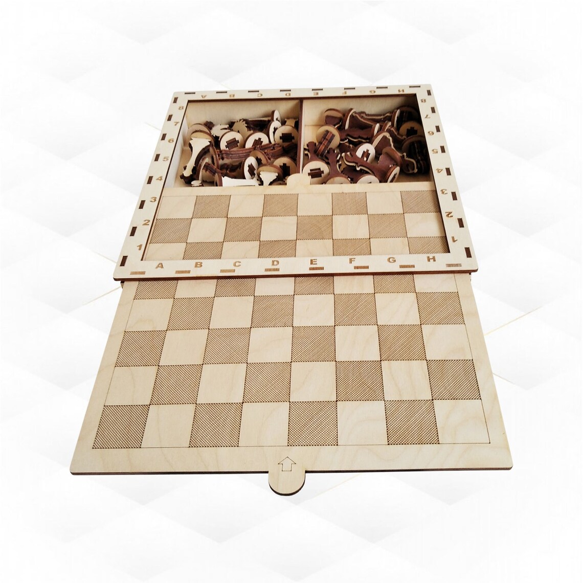 Chess Set With Board Laser Cutting Design. Svg Dxf Files for - Etsy